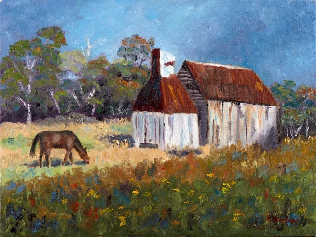 Australian rural scene Painting - Tin Roof, Rusty - Oil Painting